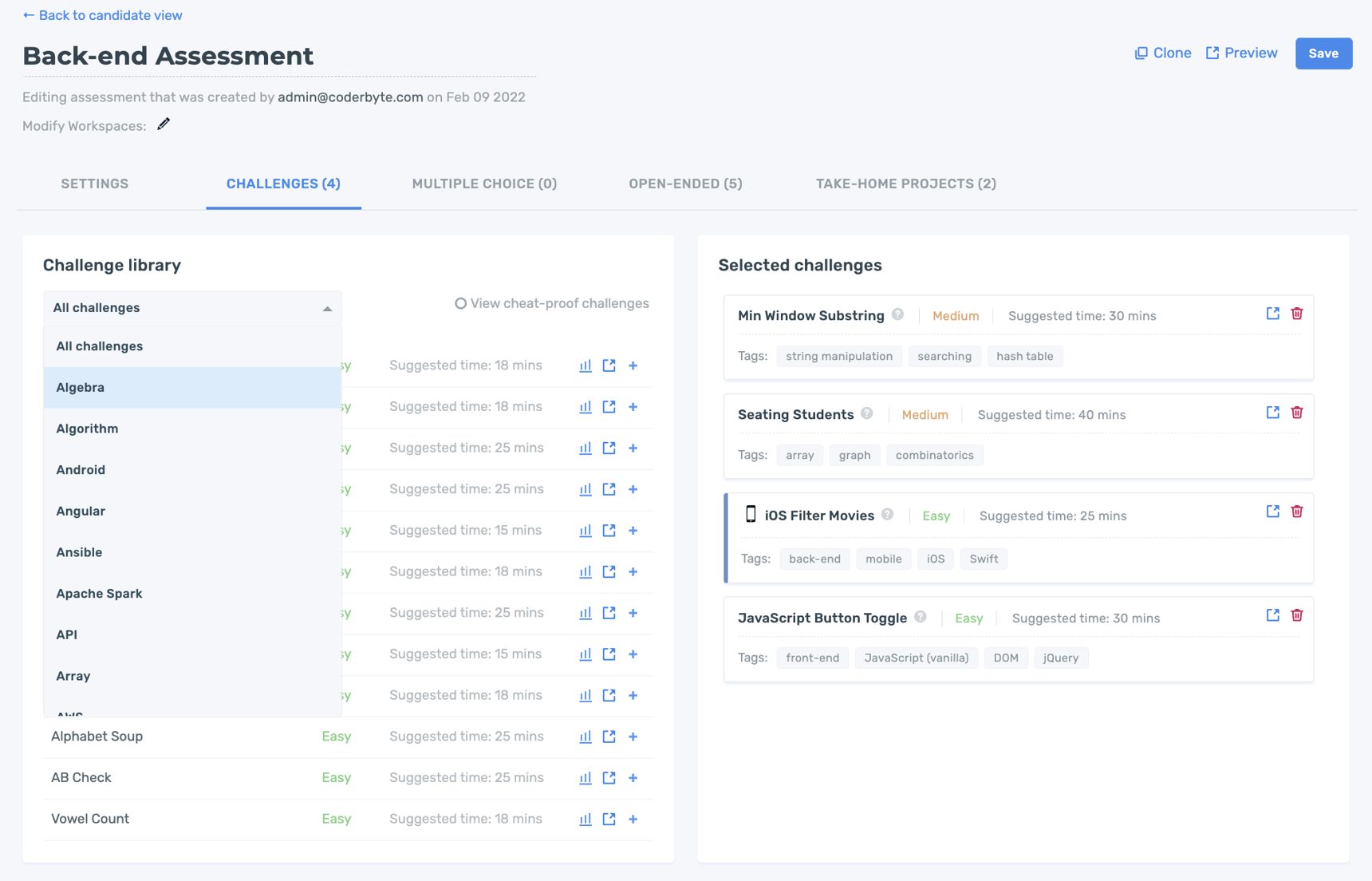 Select the right spreadsheet challenges for your Assessment